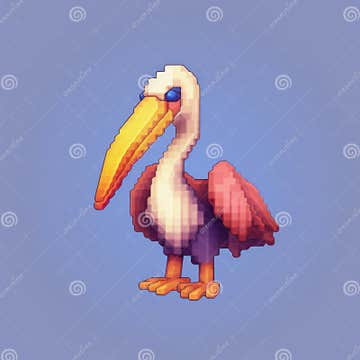 Creating a Cute Pelican Character in Minecraft Using Pixel Art Stock ...