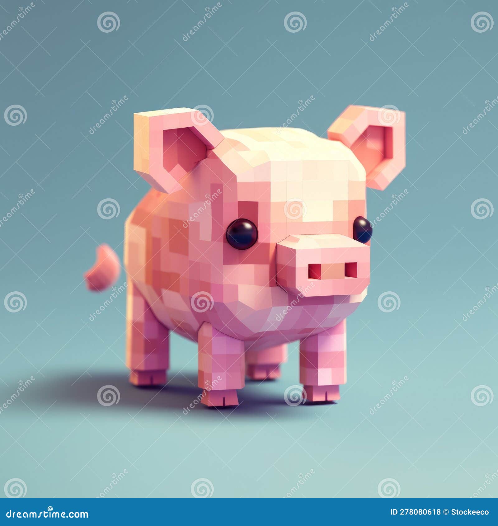Creating a Cute Pig Character in Minecraft with Pixel Art Stock ...