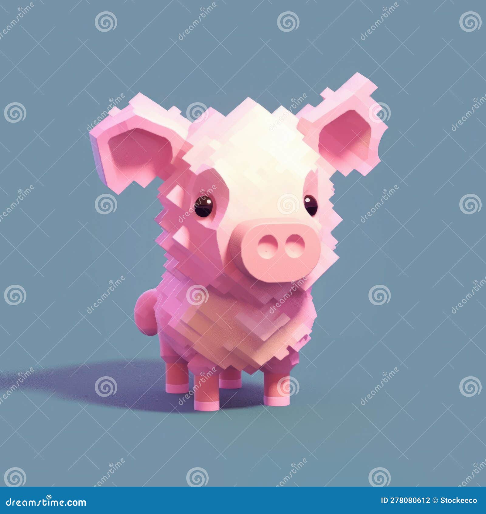 Creating a Cute Pig Character in Minecraft with Pixel Art Stock ...