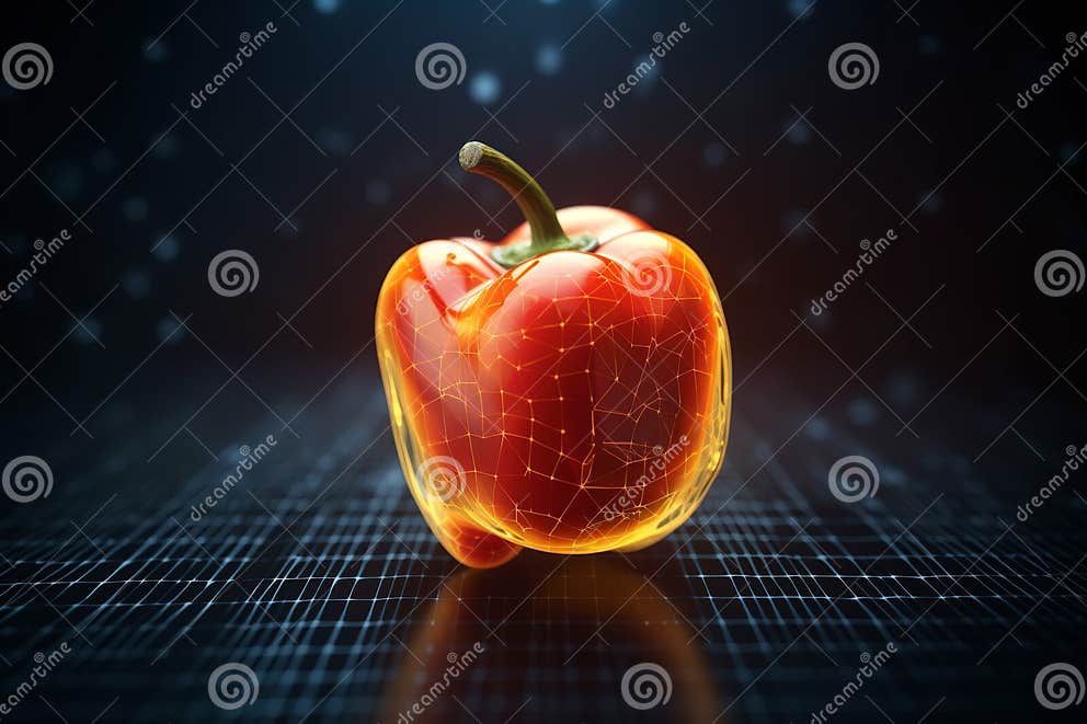 Creating a 3D Model of a Red Pepper Using Computer Software. Generative ...