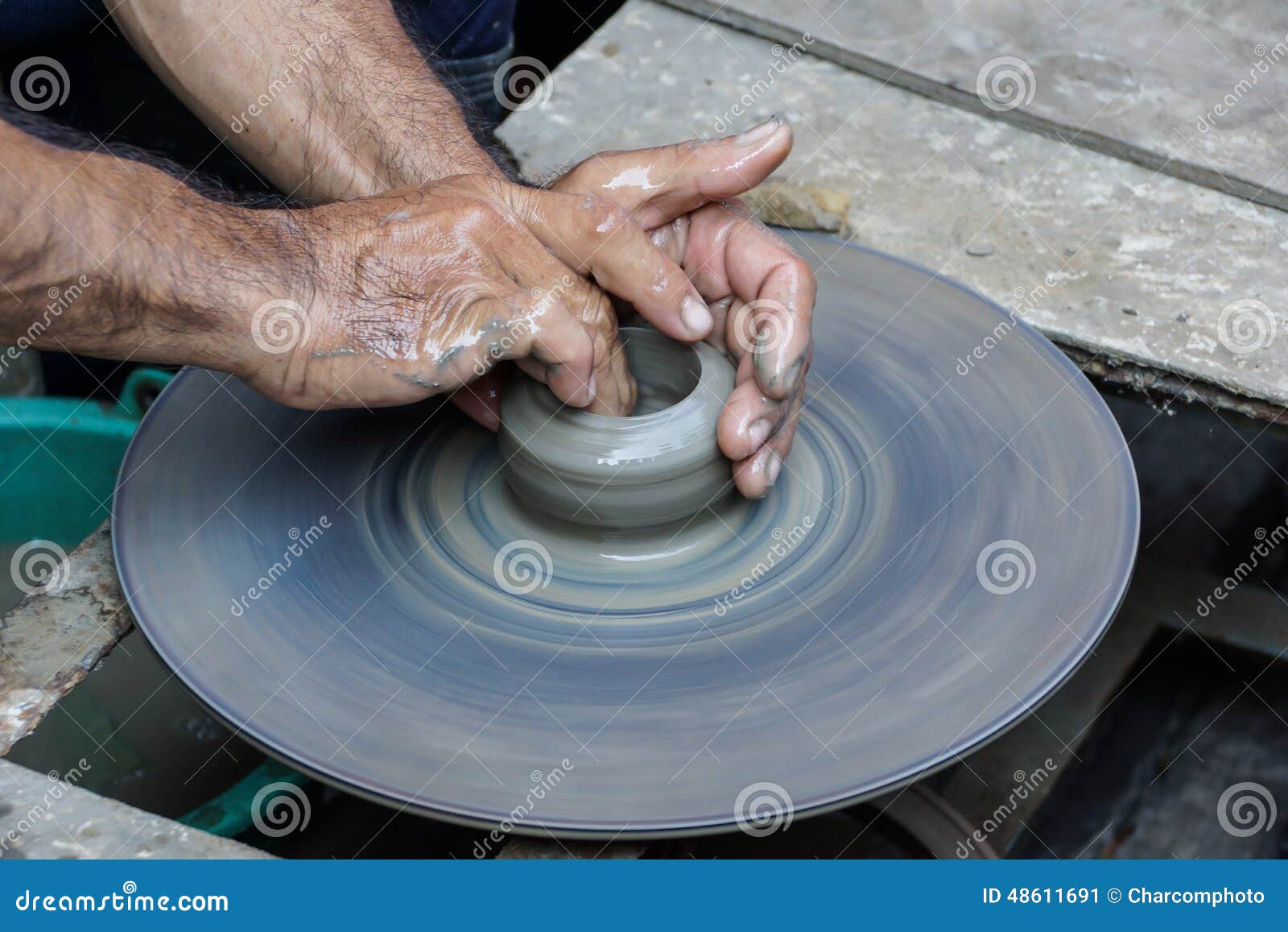 Creating an Earthen Jar on the Circle Stock Image - Image of shaping ...