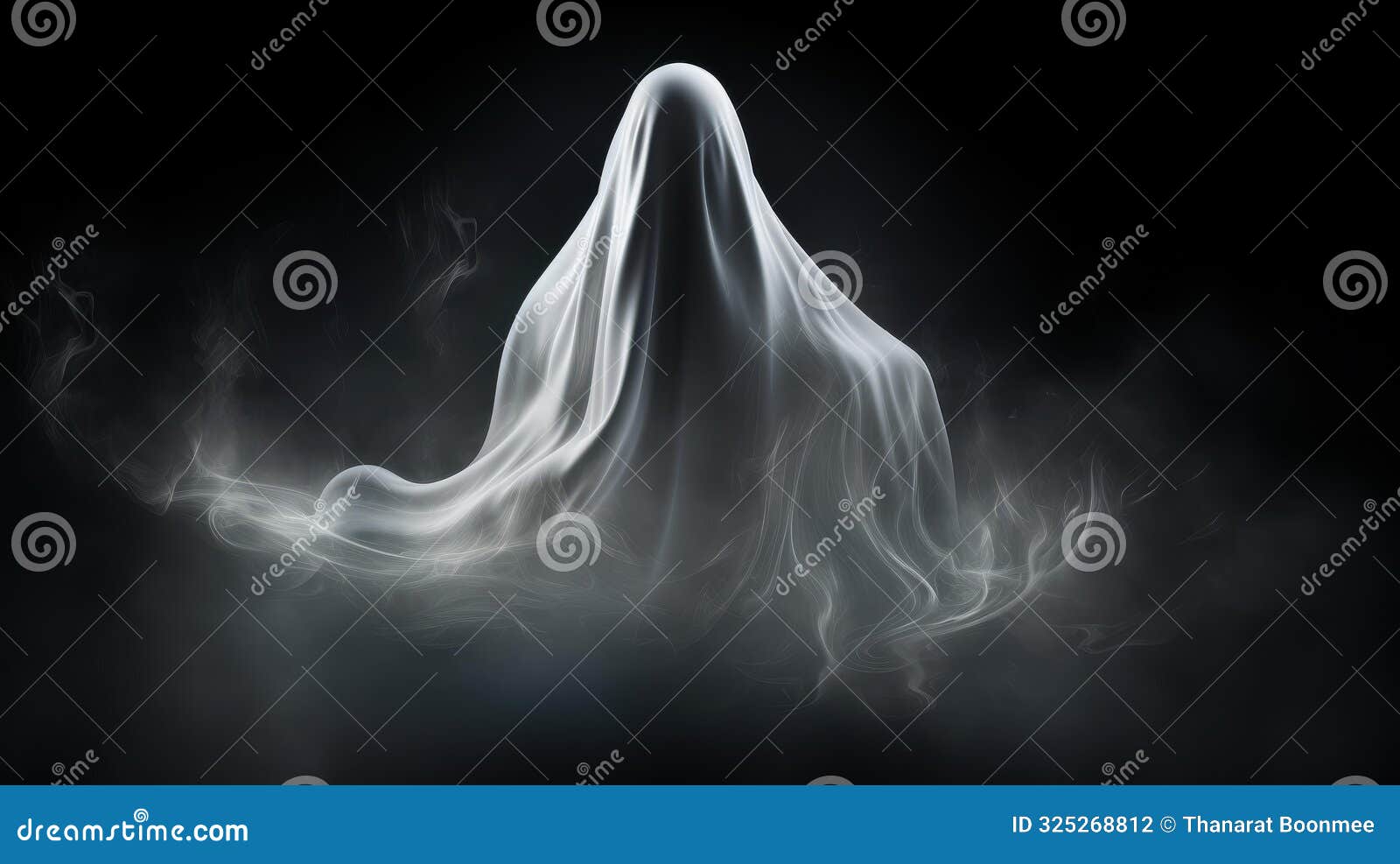 Spooky Ghost Animation on Dark Background with Smoke Stock Illustration ...