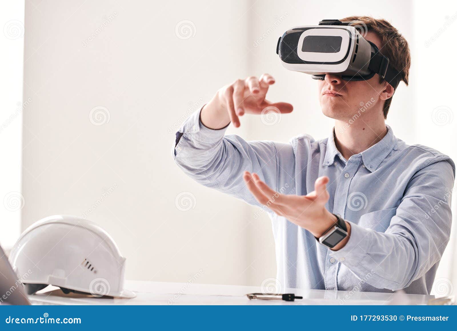 Creating Floor Plan Using VR Goggles Stock Photo - Image of gamer ...