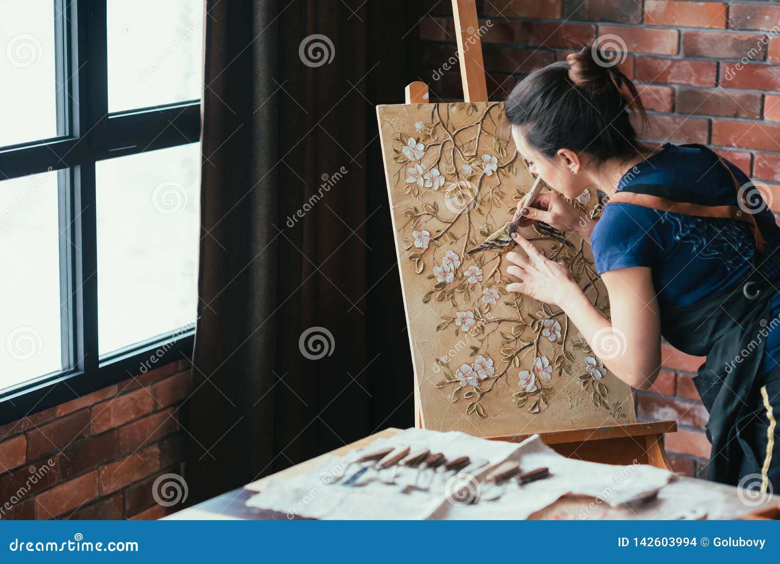 Floral Pattern Artwork Artist Talent Woman Painter Stock Photo - Image ...