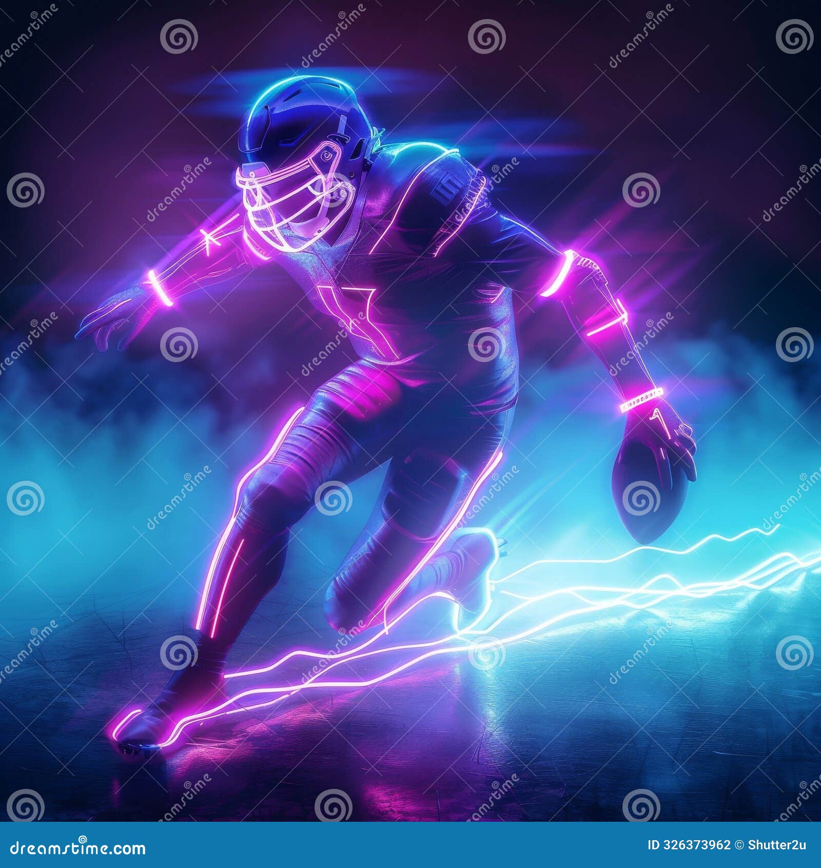 Creating Futuristic Sports Interpretations through Neon Based Art Stock ...
