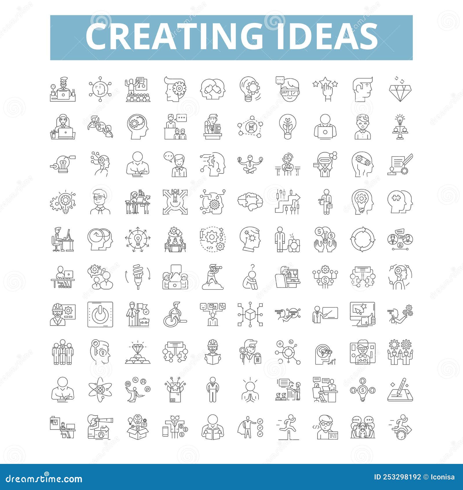 Creating Ideas Icons, Line Symbols, Web Signs, Vector Set, Isolated ...