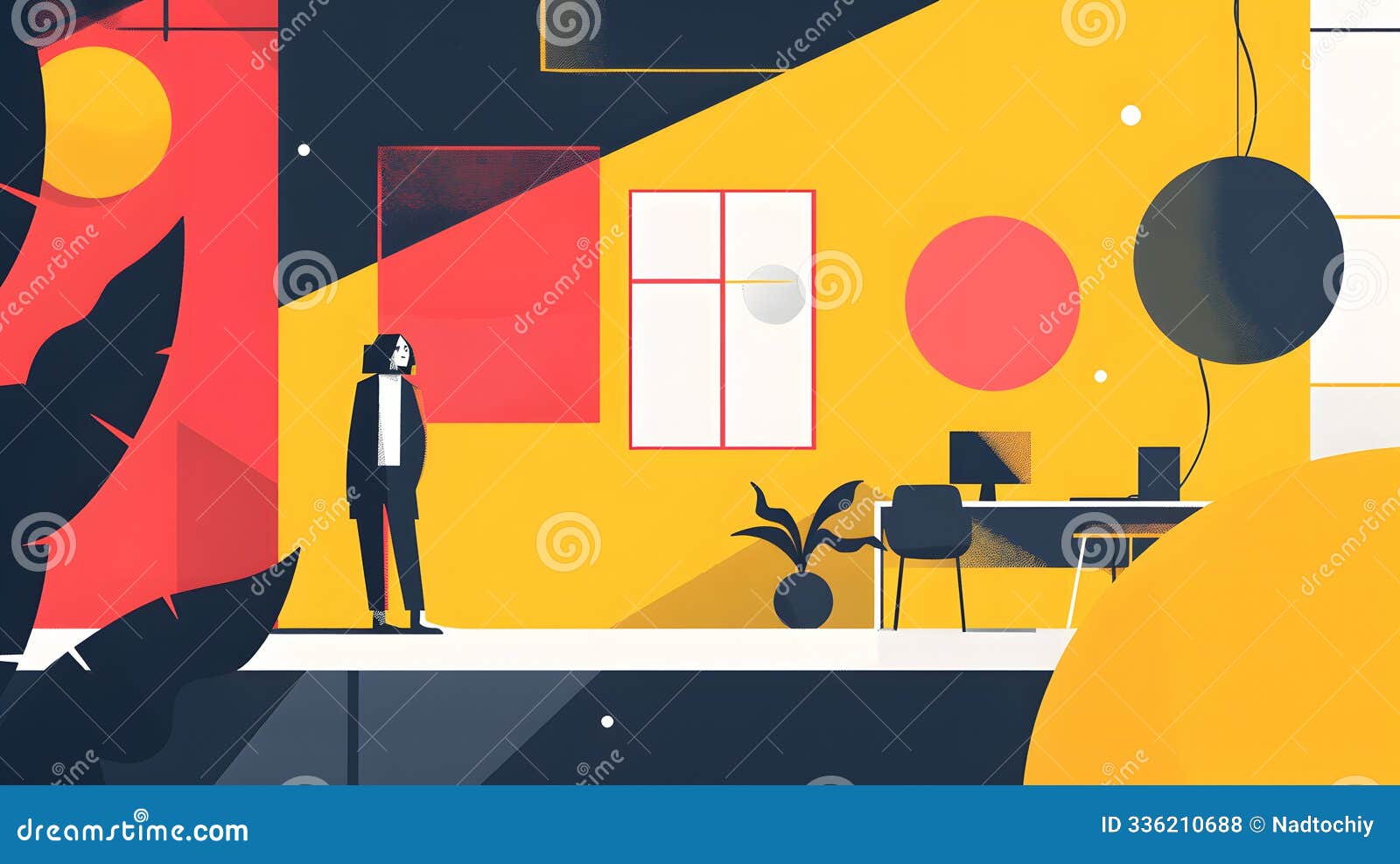 Modern Office Interior Animation with Abstract Design Elements Stock ...