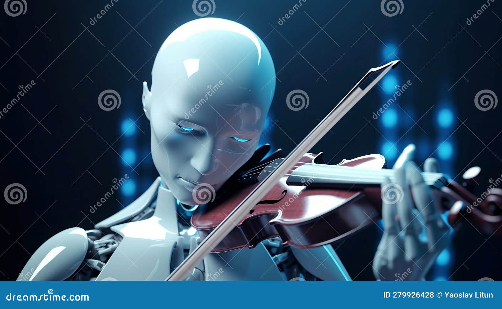 Creating Music Using Artificial Intelligence. a Robot Playing a Violin ...