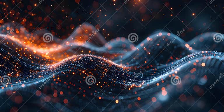 Creating a Network Connection Structure with Binary Waves and Data Points: Abstract D Rendering ...
