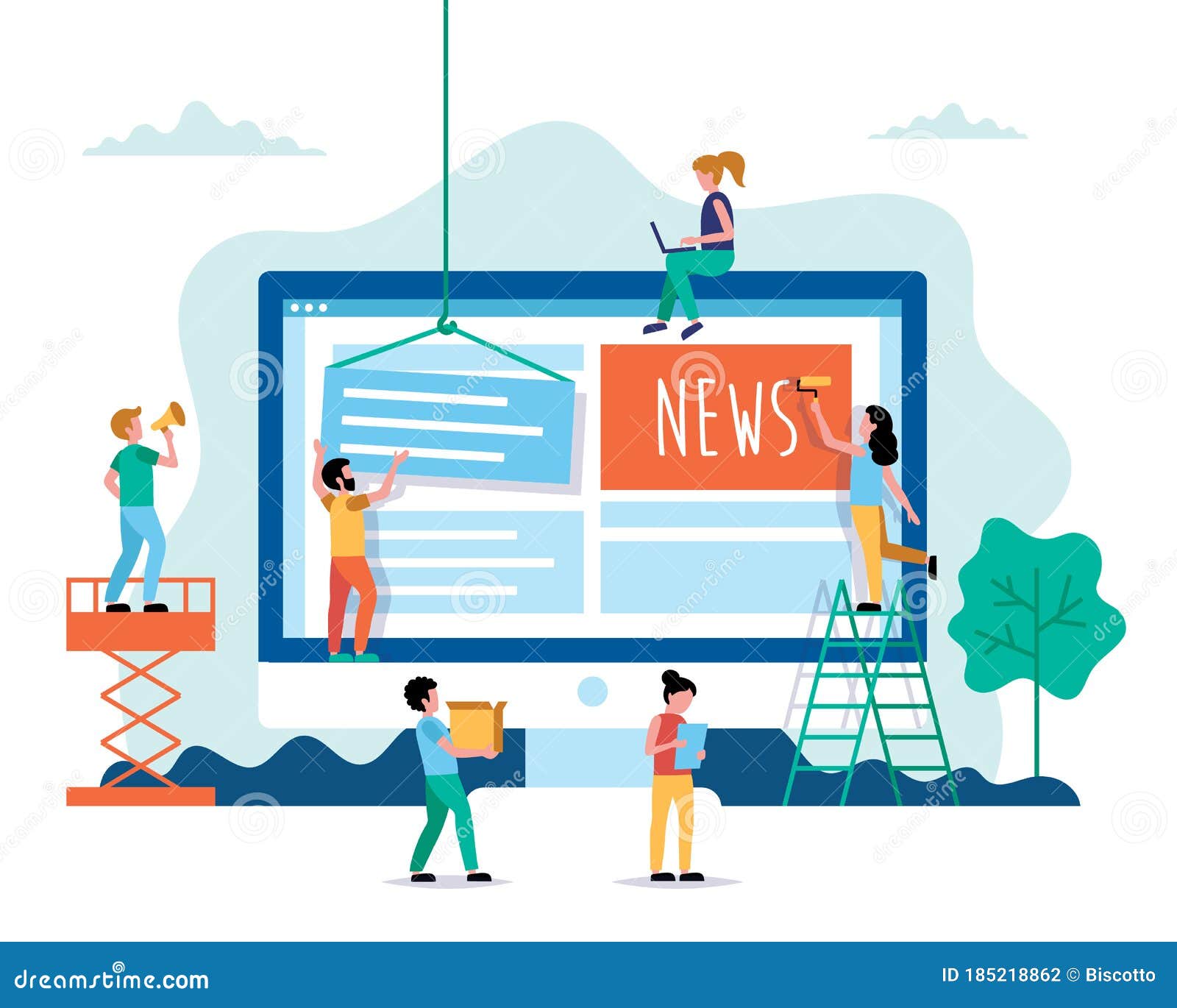 Creating News Orthogonal Flowchart Cartoon Vector | CartoonDealer.com ...