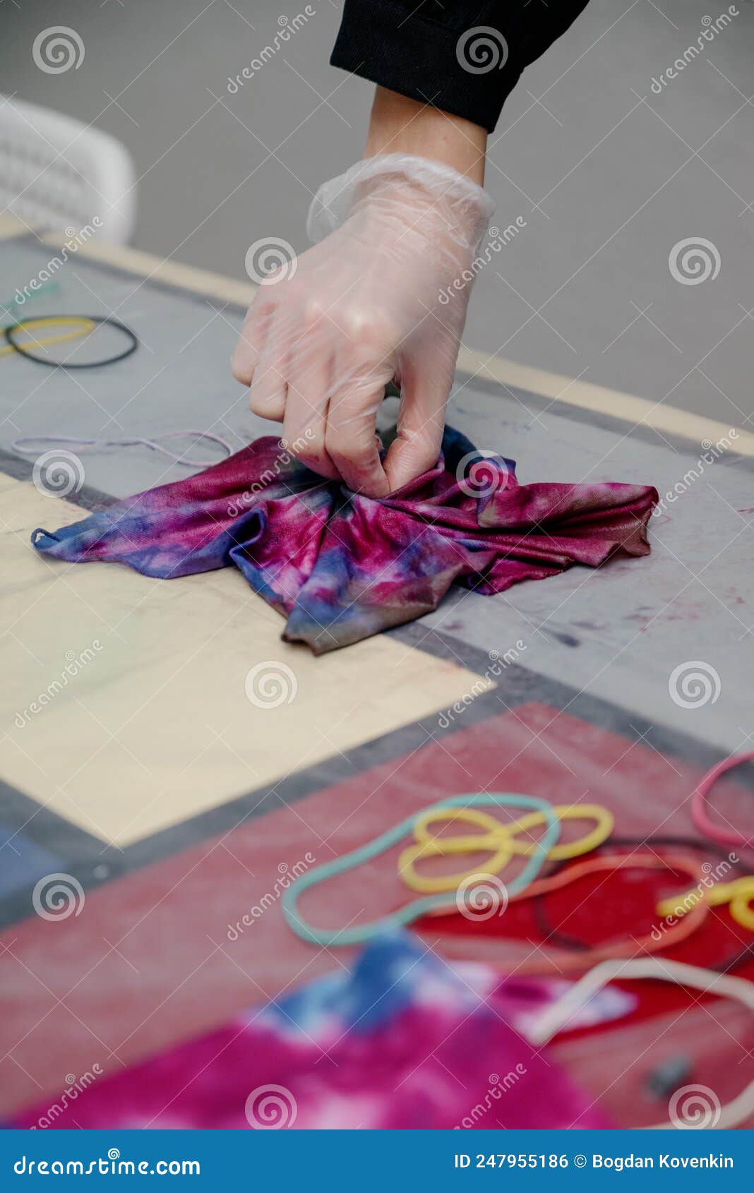 Creating Prints on a T-shirt Using the Tai Dai Technique Stock Photo ...