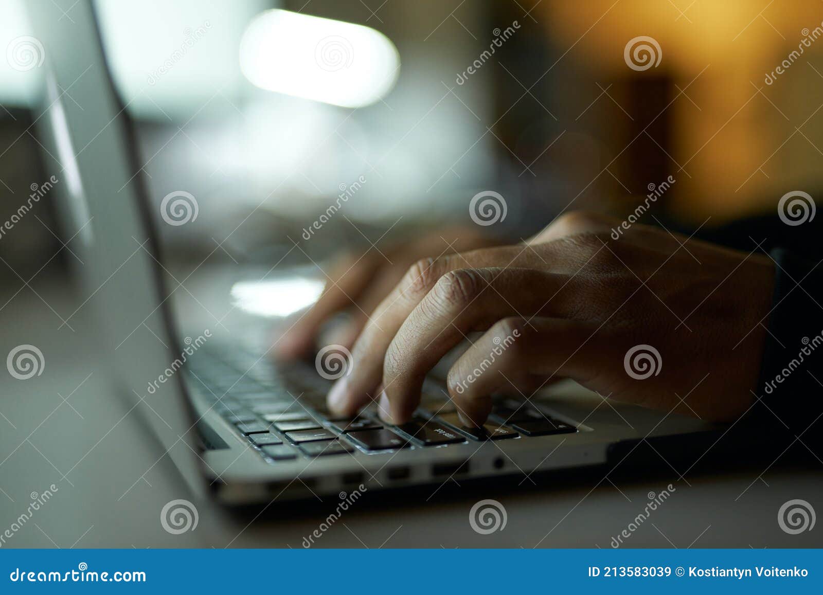 Creating Process. Close Up Shot of Hands of Young Guy Typing, Working ...