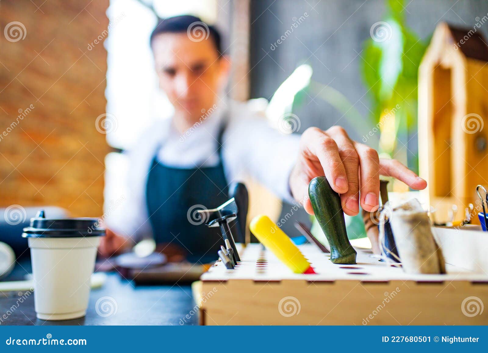 Creating Process of the Leather Things in the Handmade Workshop Stock ...
