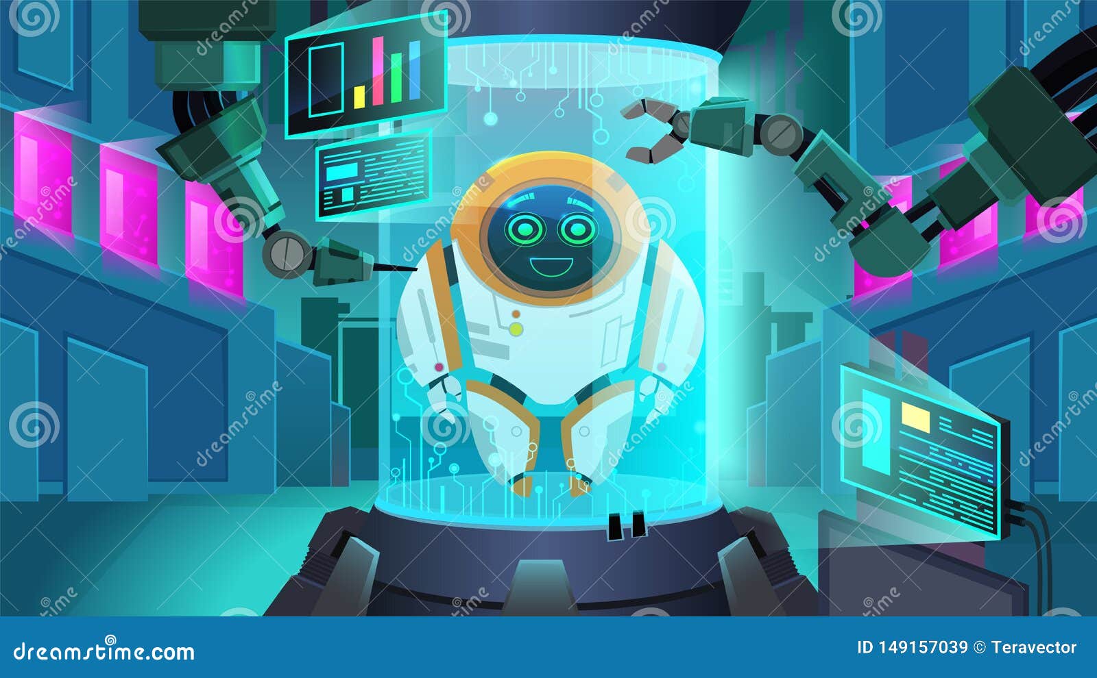 Creating Robot Next Generation Vector Illustration Stock Vector ...