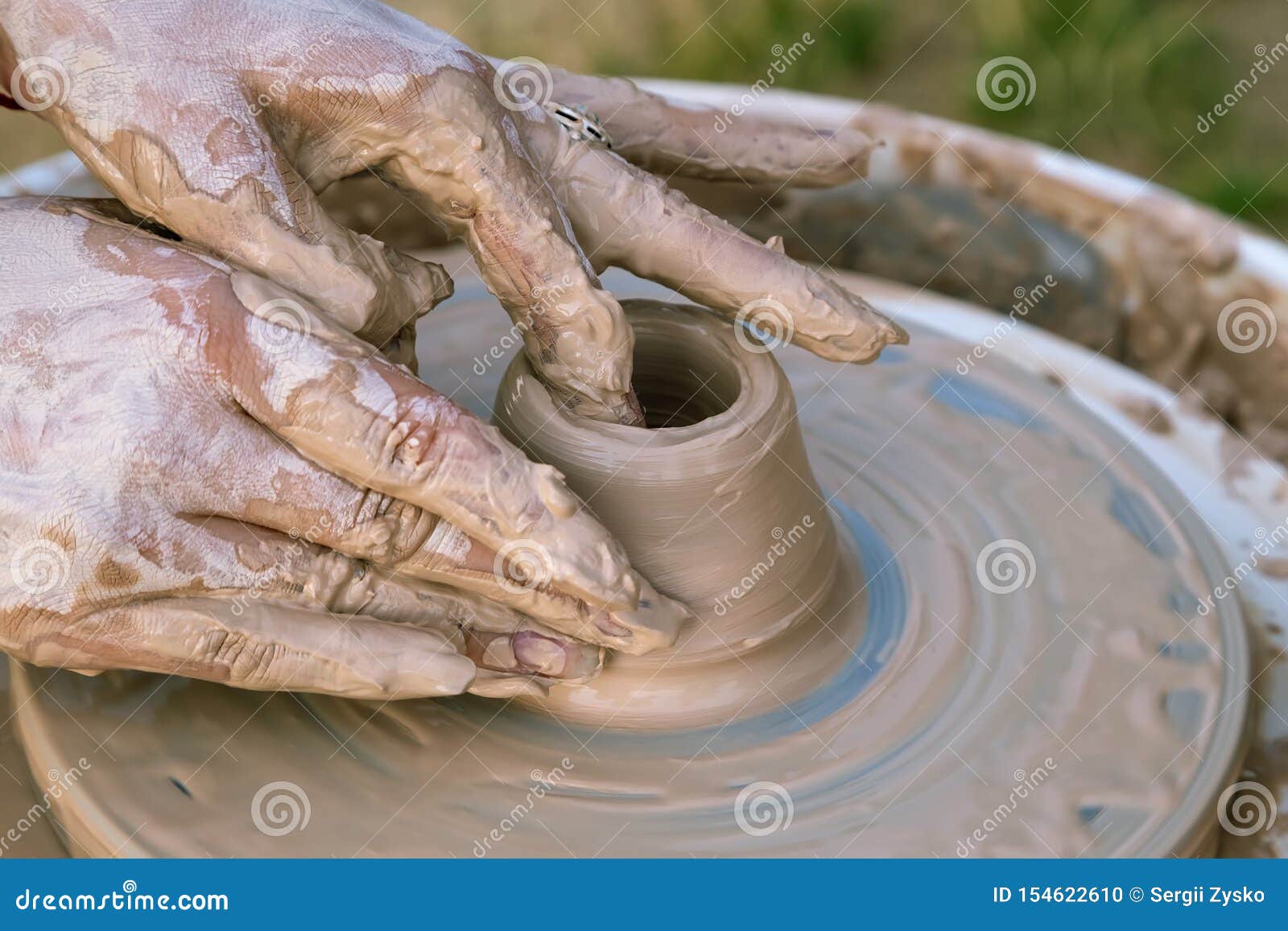 Creating a Sculpture of Clay Close-up. Hands Making Products from Clay ...