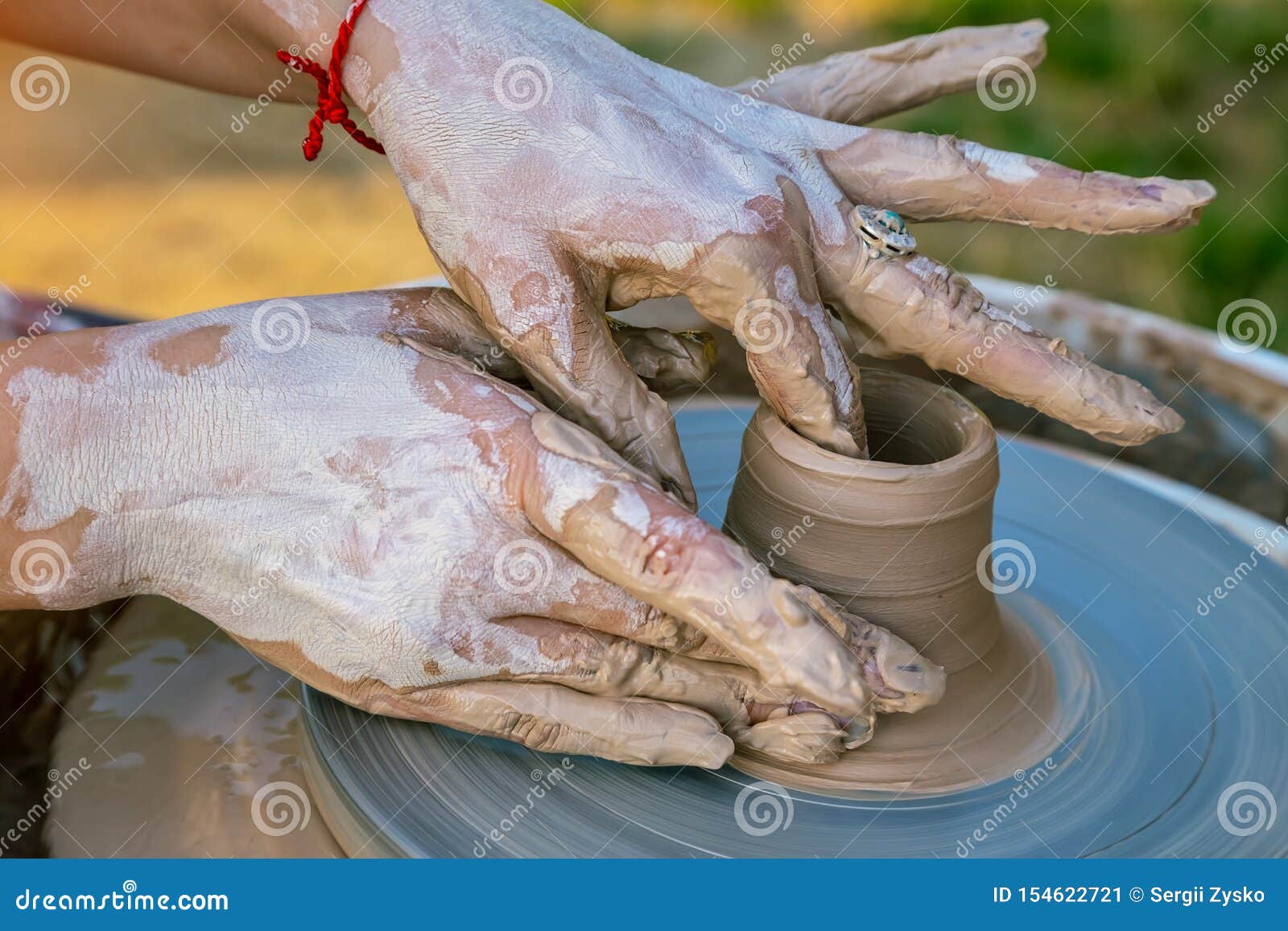 Creating a Sculpture of Clay Close-up. Hands Making Products from Clay ...