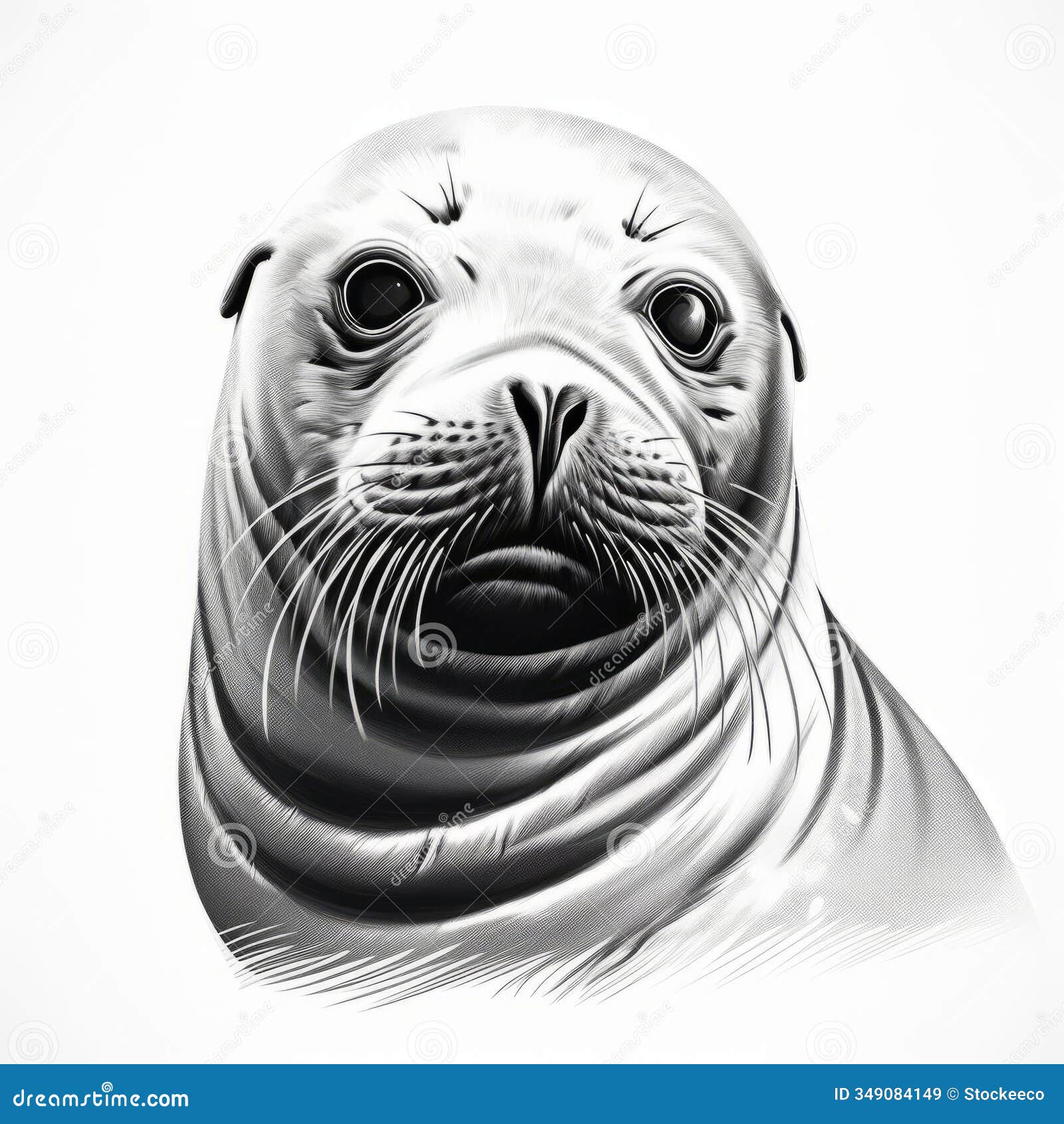 Creating a Seal Illustration with Bold Black Ink Lines Stock ...