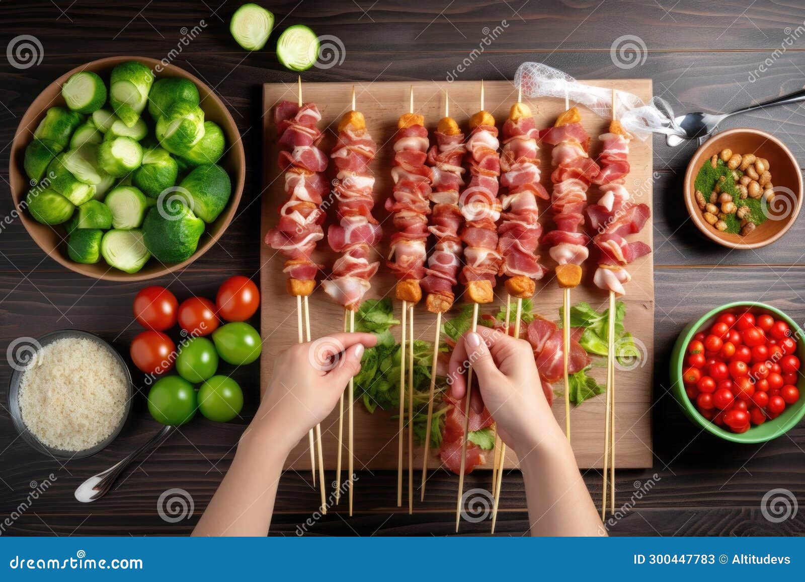 Creating a Skewer Pattern with Brussels Sprouts and Bacon by Human ...