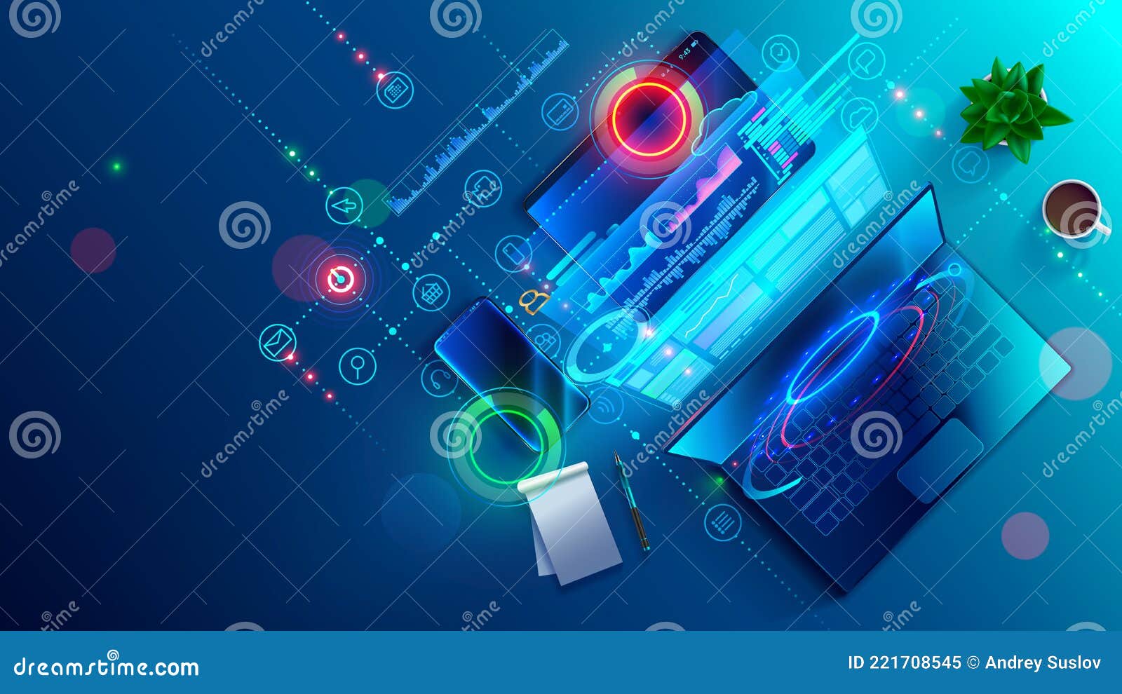 Software Development. Programming. Coding. Desk of Programmer Stock ...