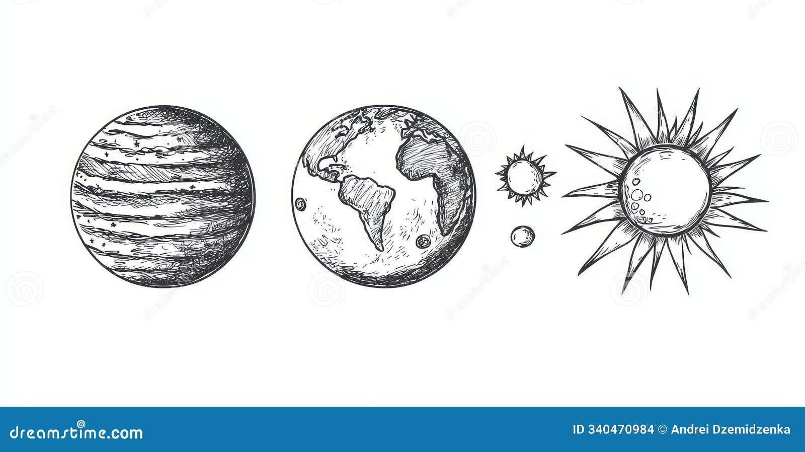 Creating Space Doodles. Drawing Planets, Sun, Moon and Earth in Space Stock Photo - Image of ...