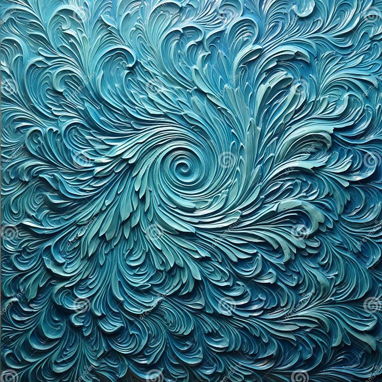 Creating Unique Textured Blue Artwork with Central Patterns Stock ...
