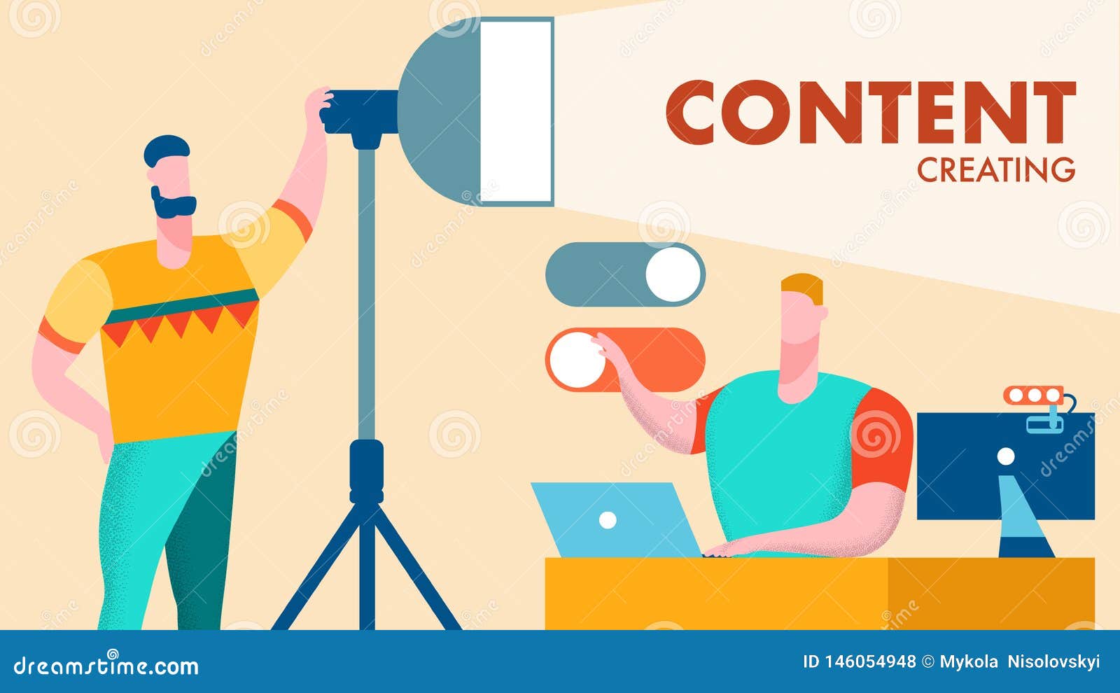 Creating Vlog Content Flat Vector Banner Template Stock Vector ...