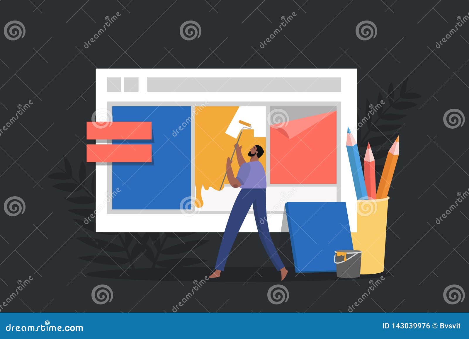 Creating A Web Design For The Site Online Concept For Workplace Men Create A Landing Page