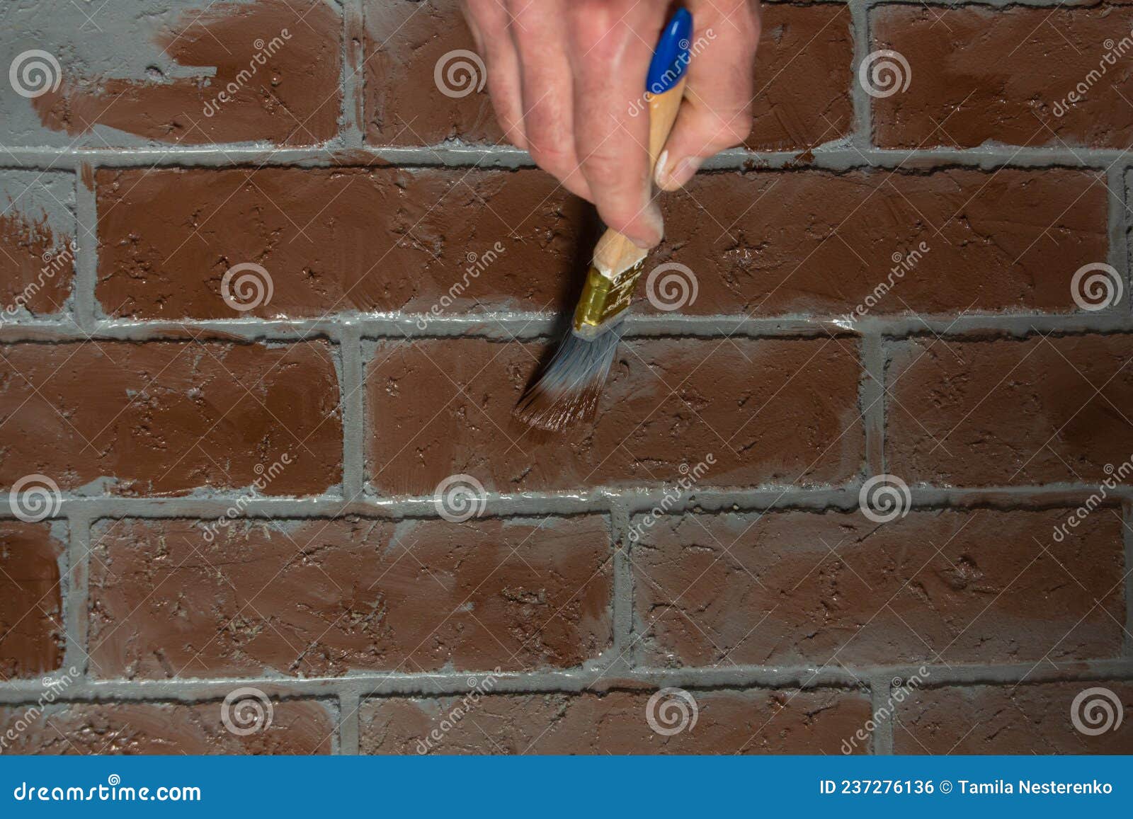 Creation of Artificial Bricks, the Process of Painting a Photographic ...