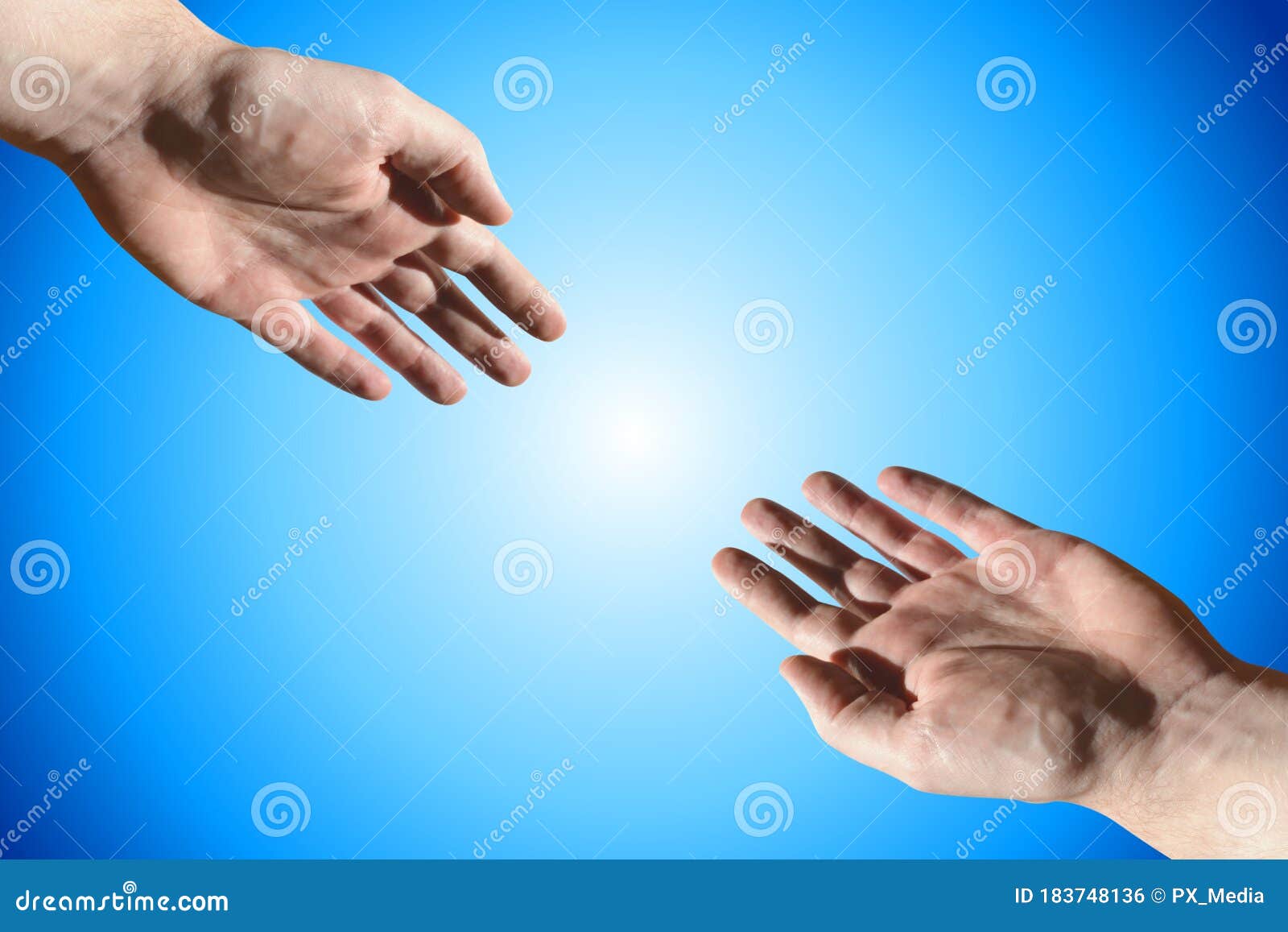Creation Concept - Human Hands, Blue Background Stock Photo - Image of ...