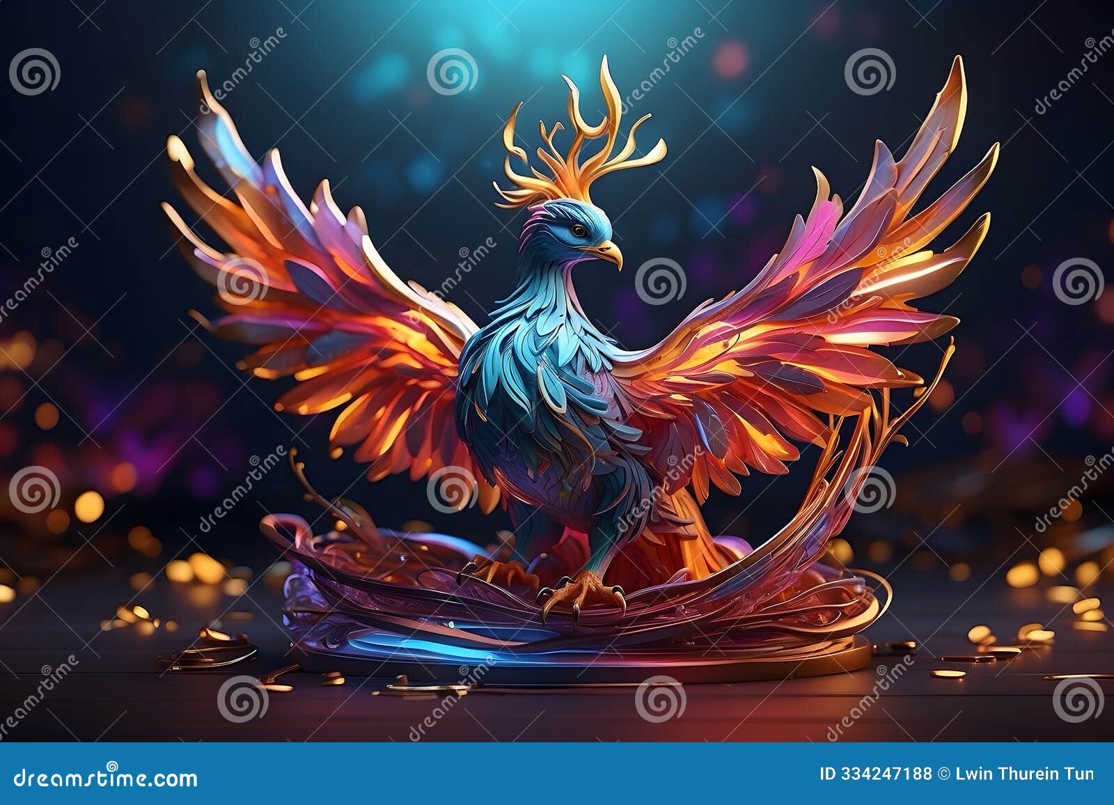 Creation of 3D Render Phoenix Stock Illustration - Illustration of ...