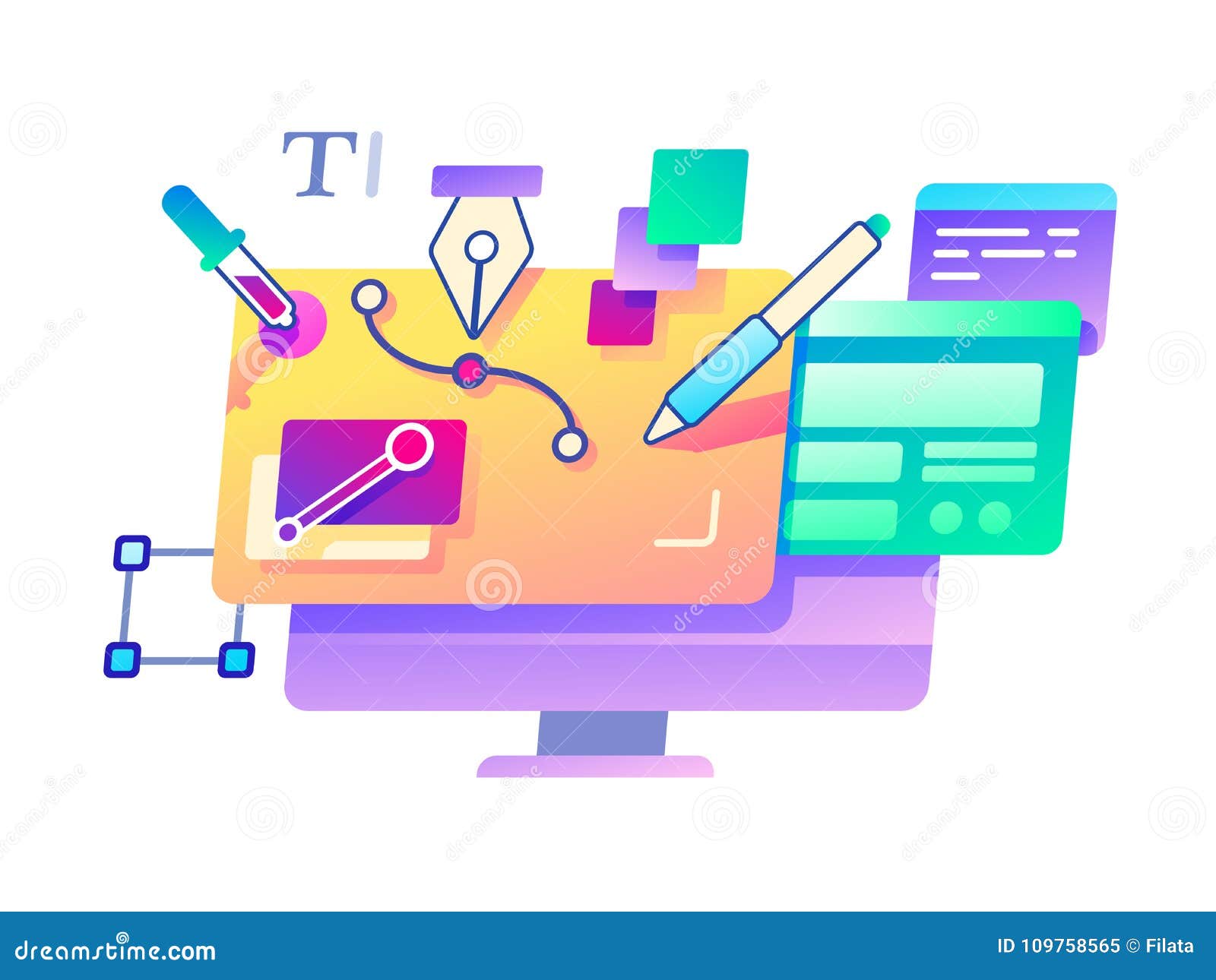 Creation and Design Using Computer Stock Vector - Illustration of ...