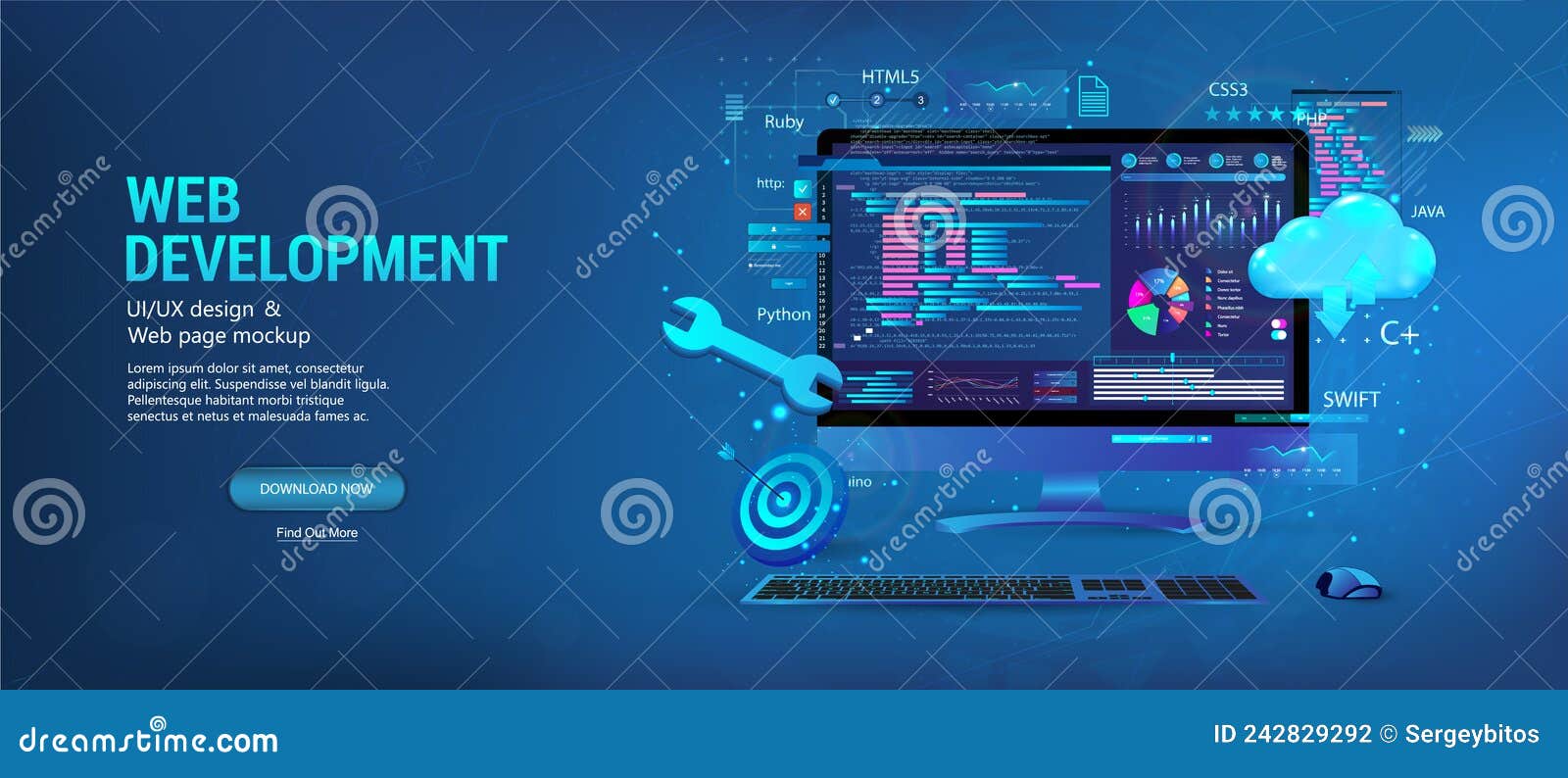 Creation and Development of Web Sites. 3D Web Banner Template ...