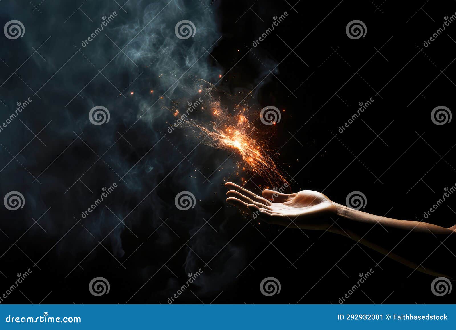 The Creation. Hand Reaching Out Over a Void, with a Spark of Life ...