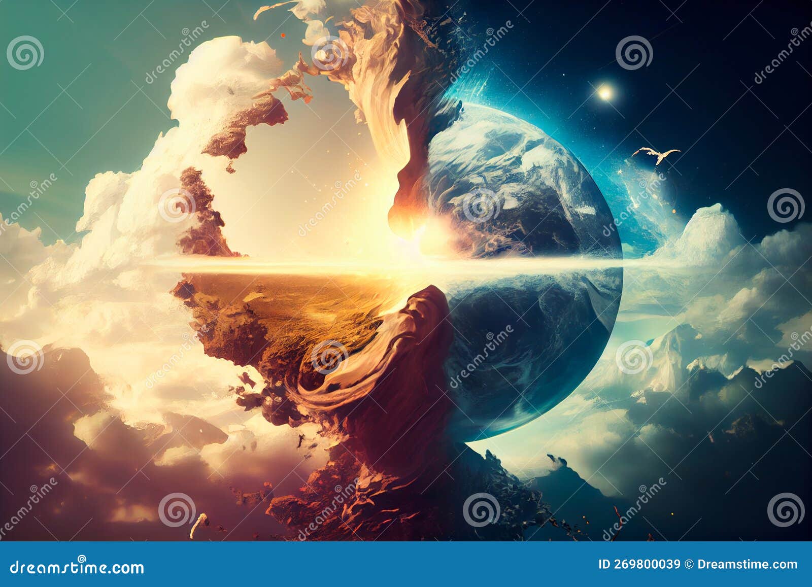 Creation of Heaven and Earth . Generative AI Stock Illustration ...