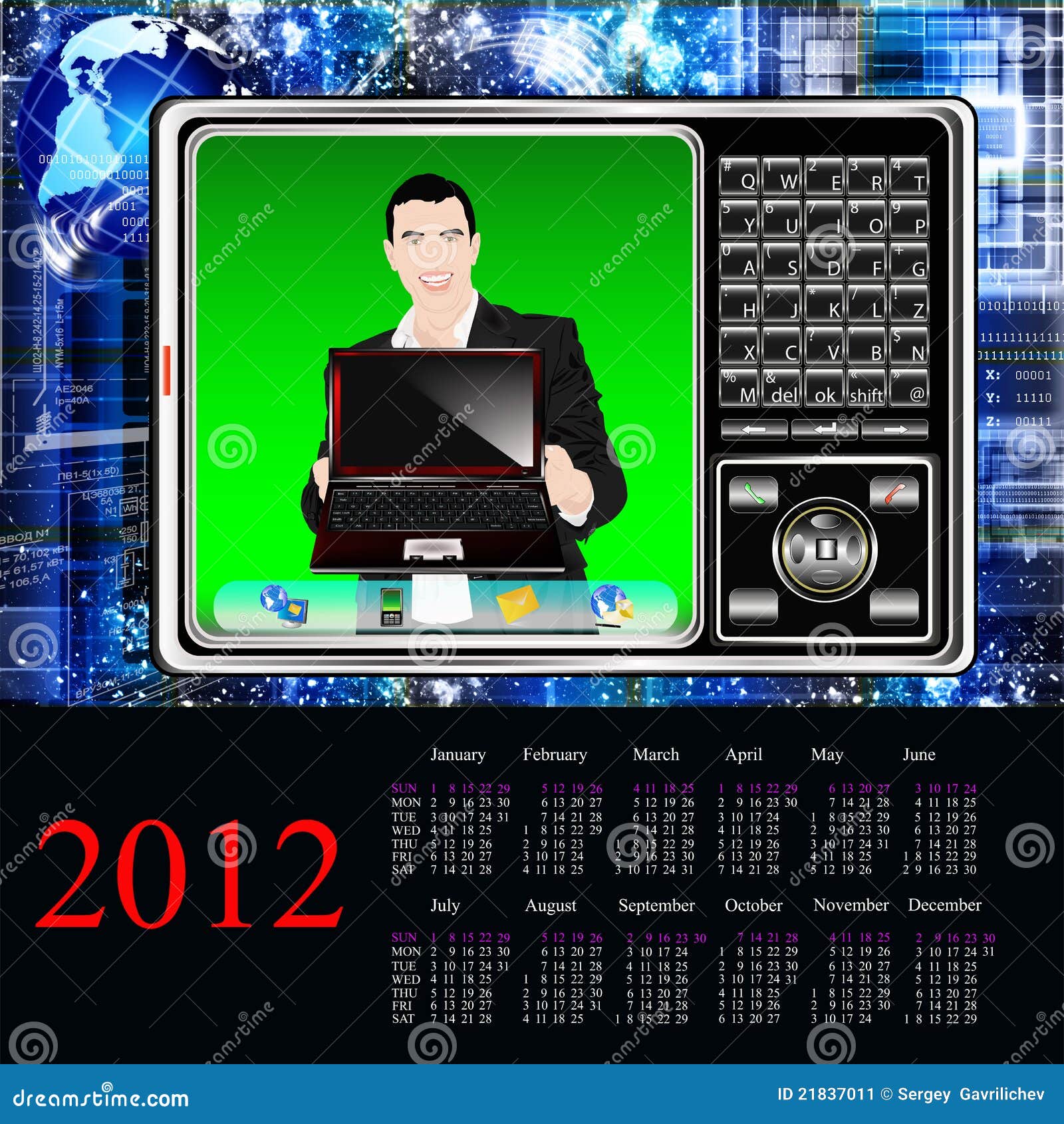 Creation of Hi-tech Models of Phones.2012 Calendar Stock Illustration ...