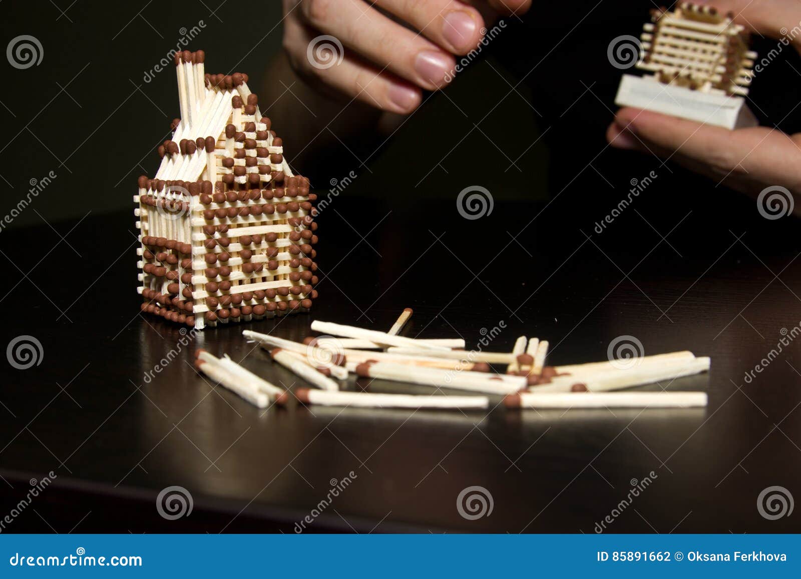 Creation house of matches. stock photo. Image of concept - 85891662