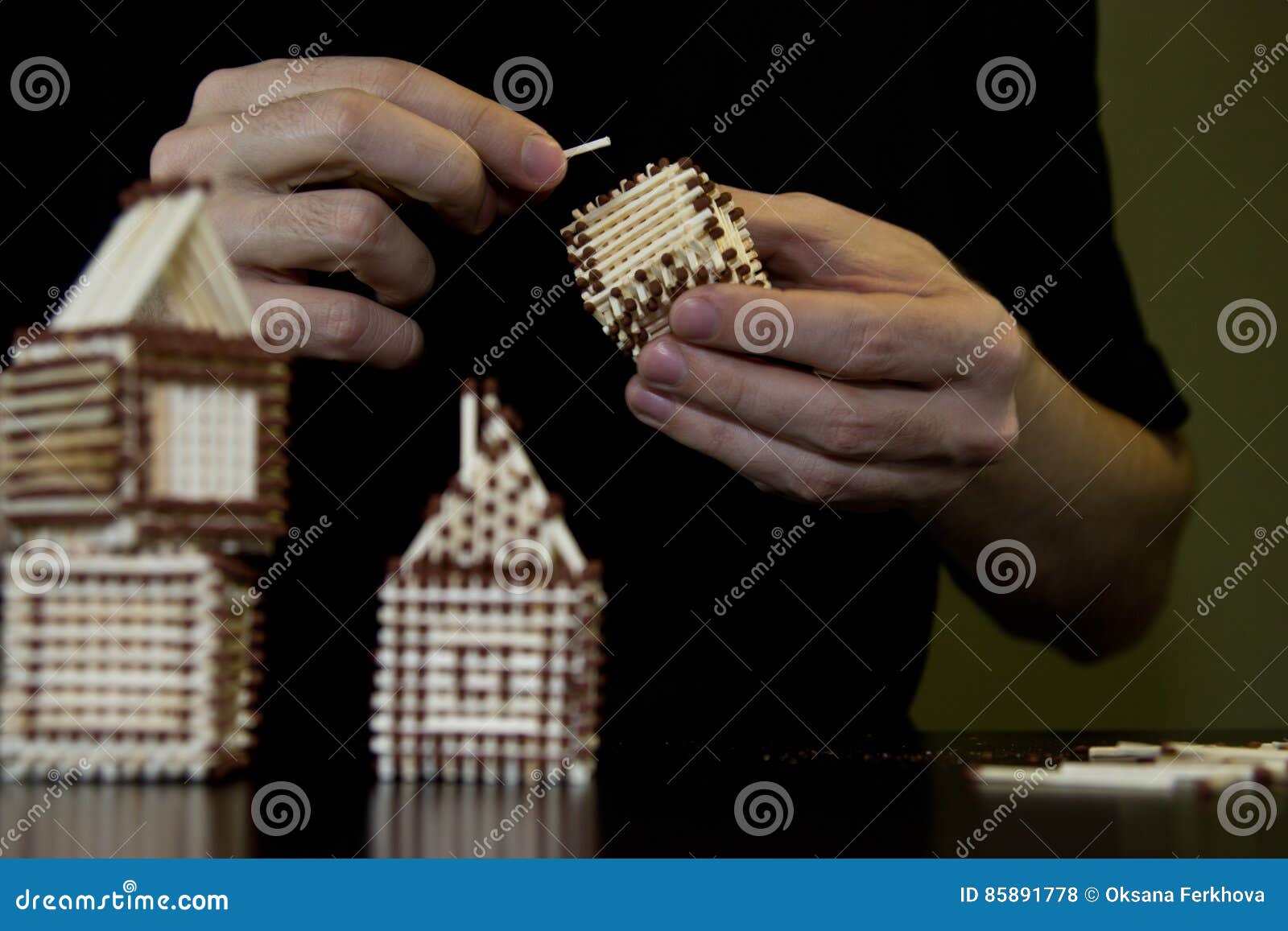 Creation house of matches. stock photo. Image of building - 85891778