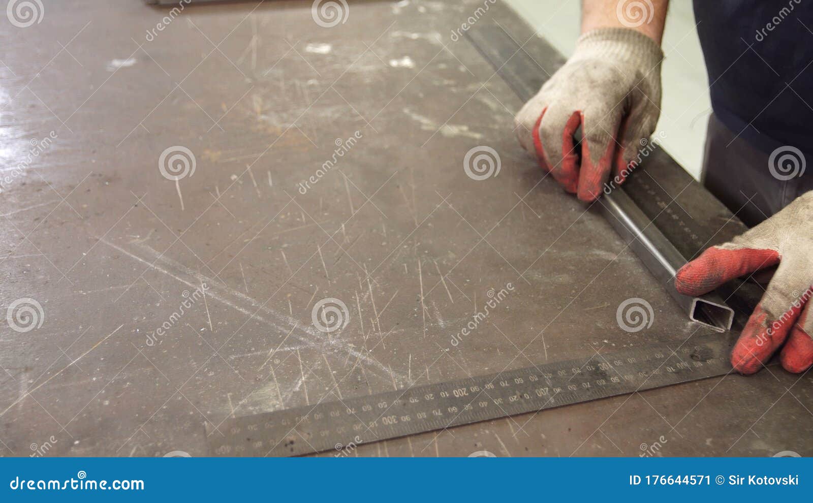 Preparing for Work with Metal in Workshop Stock Image - Image of table ...