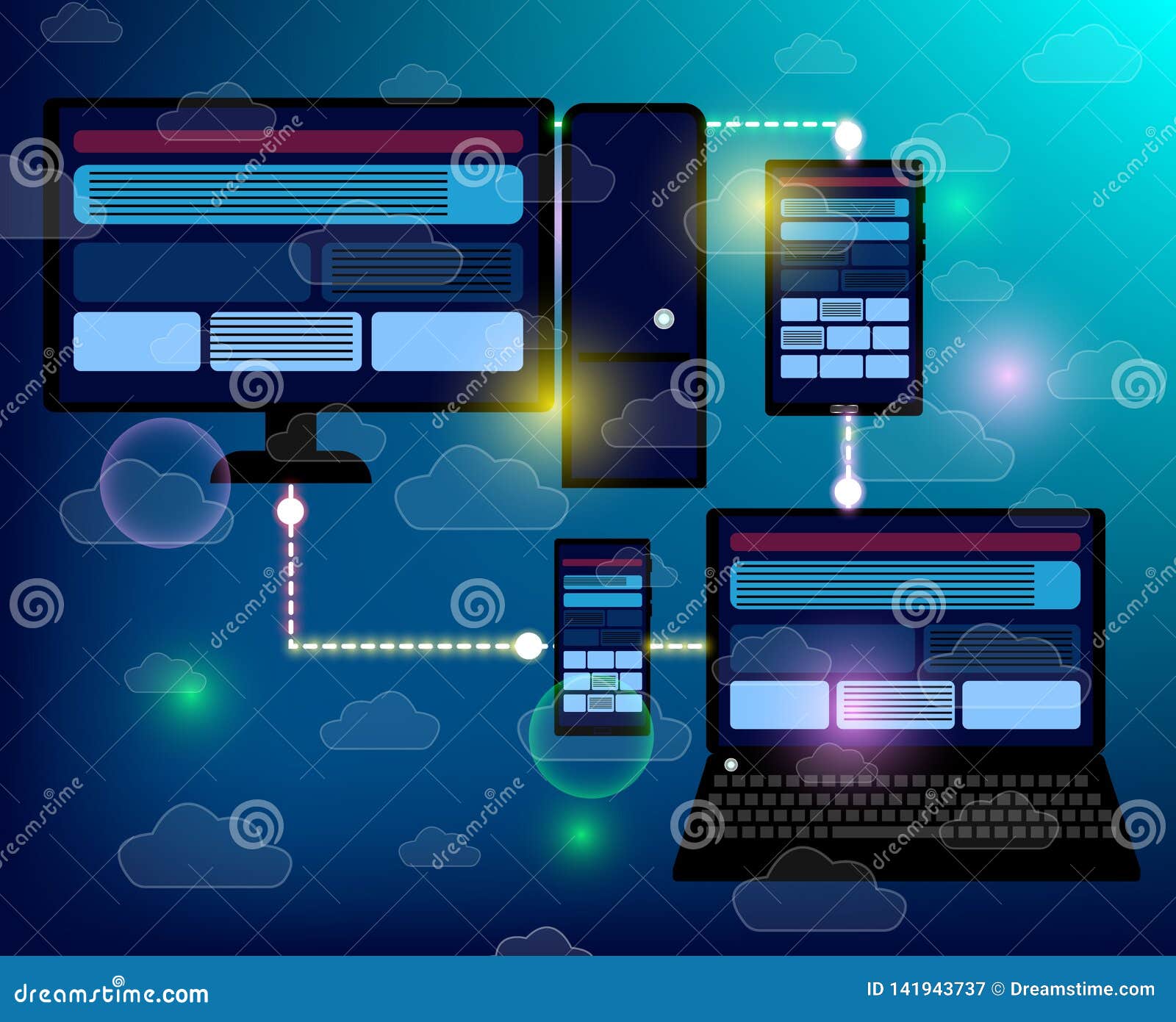 Creation Responsive Internet Website for Multiple Platforms. Stock Vector - Illustration of code ...