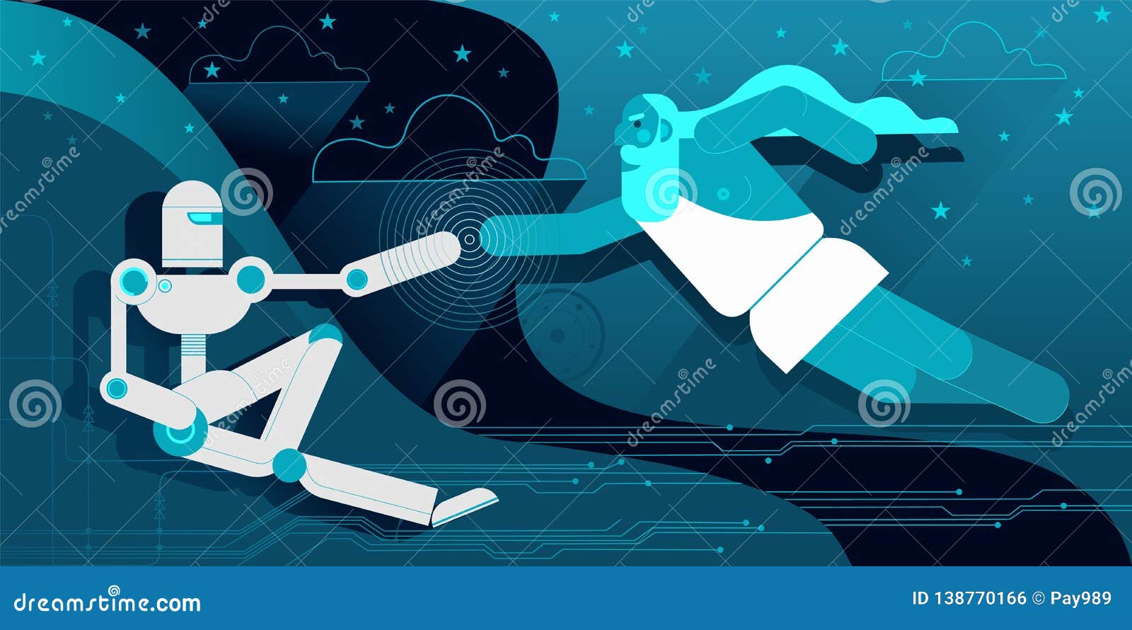 The Creation of robot Adam stock illustration. Illustration of friendly ...