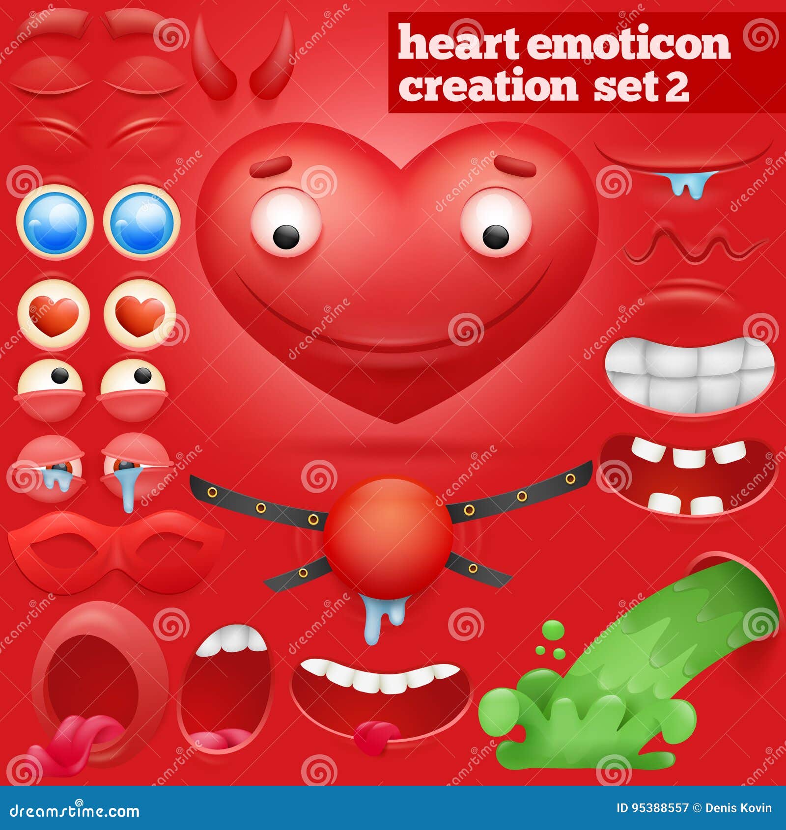 Heart Emoticon Face Icons Set Vector Illustration | CartoonDealer.com ...