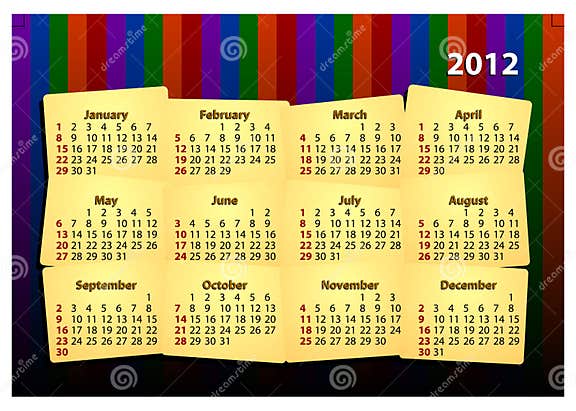 Creative 2012 Calender Template Stock Vector - Illustration of rainbow ...