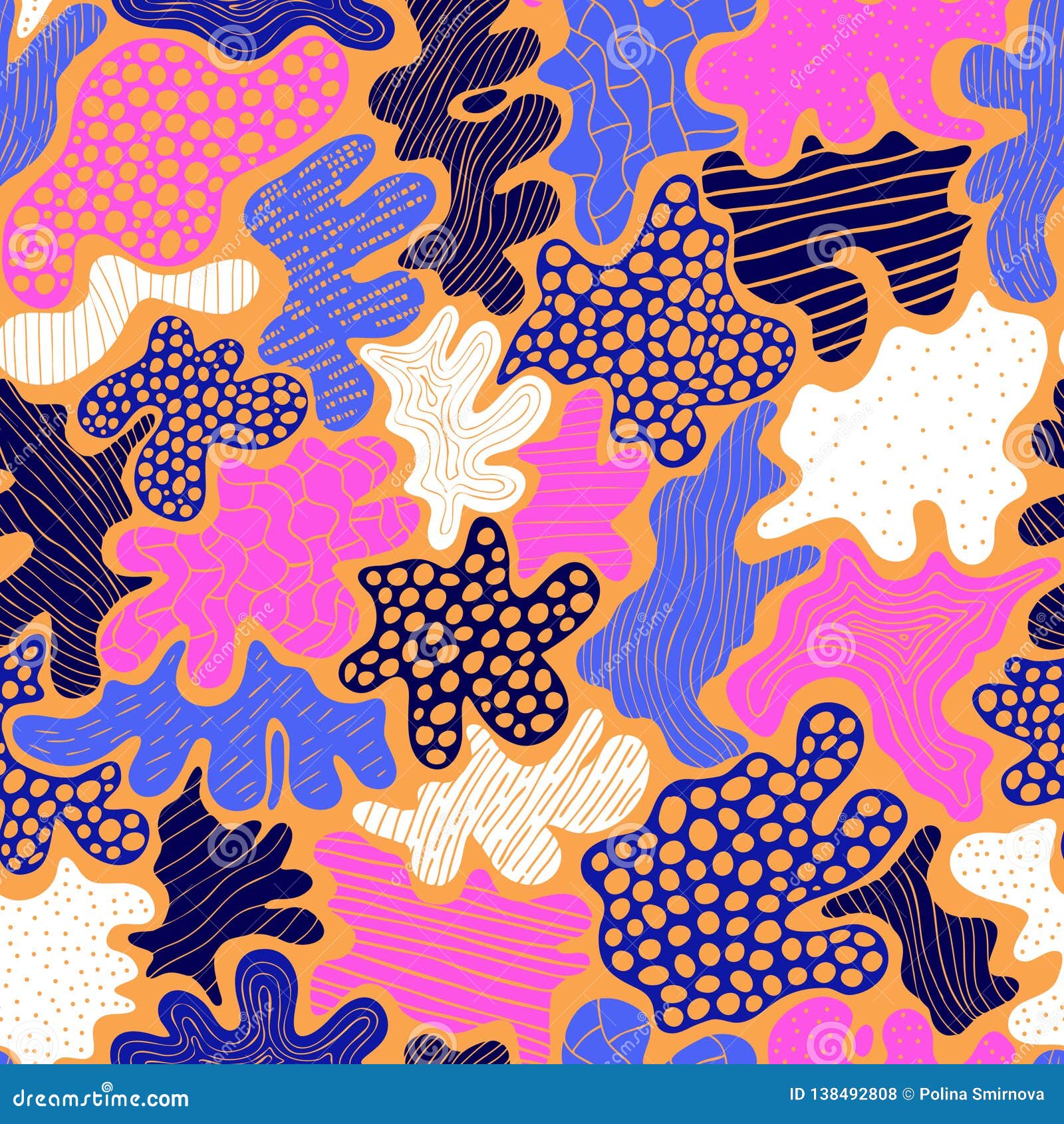 Doodle Cell Structure Seamless Pattern Stock Vector - Illustration of ...