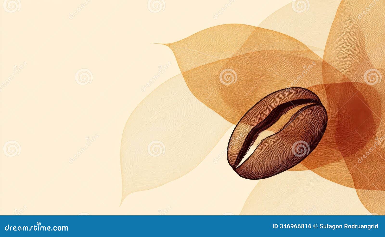 Creative Abstract Background in Coffee Tones with a Lineart Coffee Bean ...