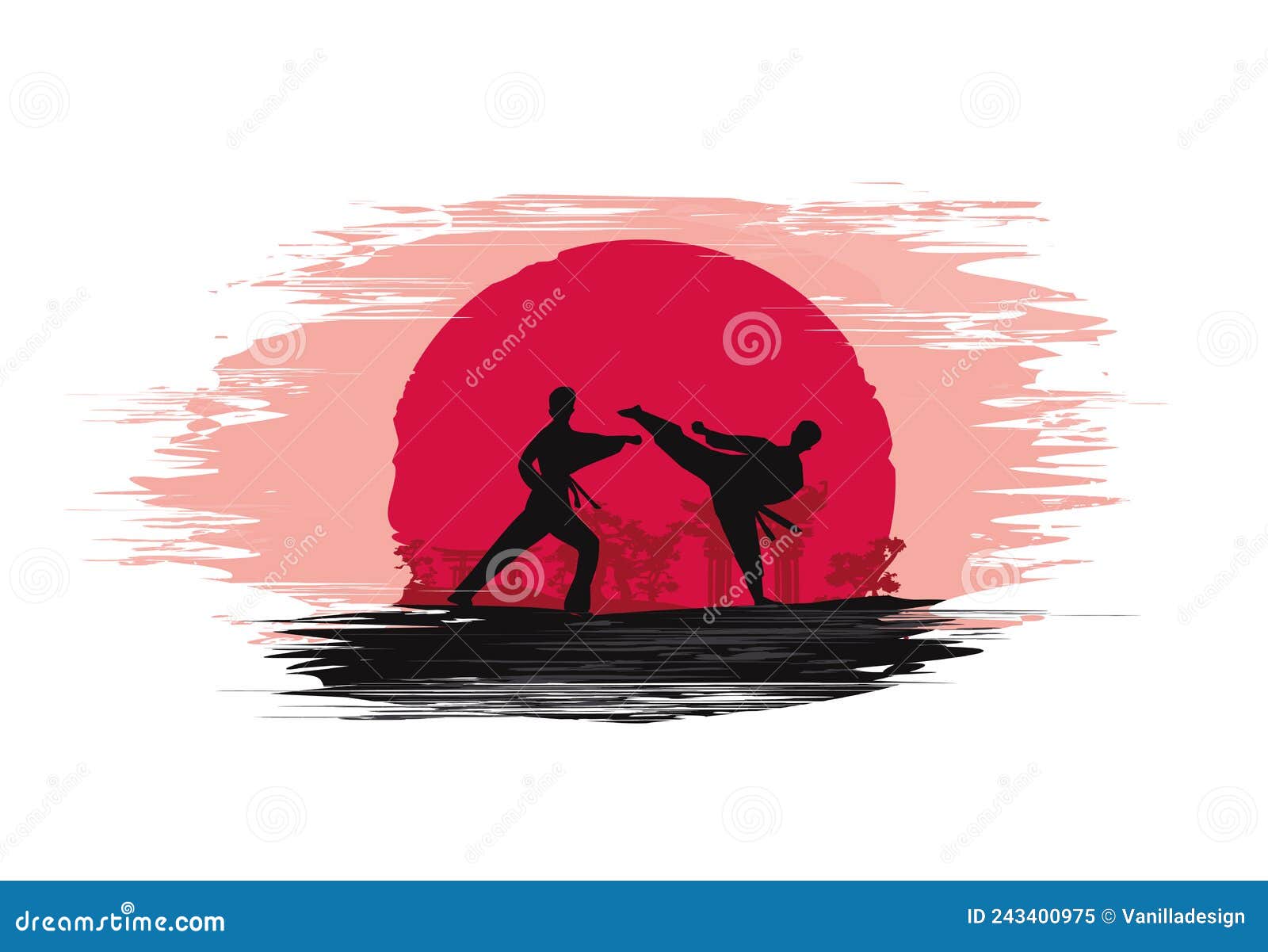 Karate Fighters Battle. Japanese Martial Art. Asian Sport Wrestling ...