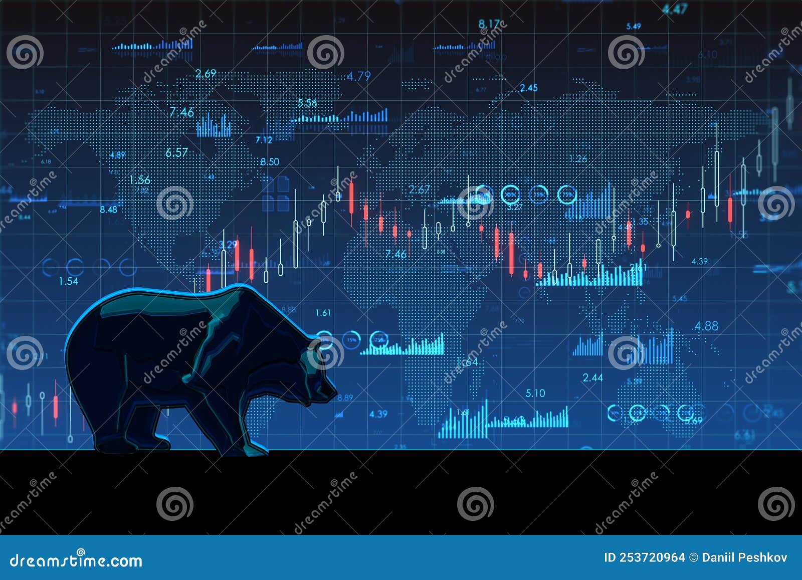 Creative Abstract Bearish Forex Chart on Backdrop. Stock Market Exchange and Financial Analysis ...
