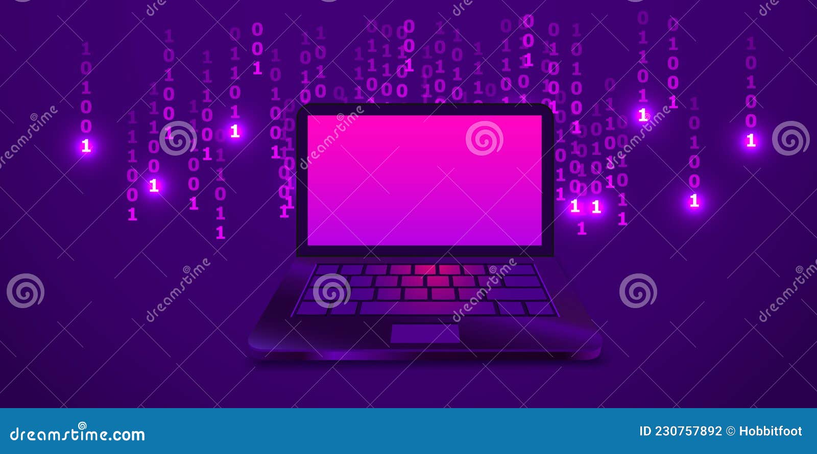 Creative Abstract Binary Code Sketch on Modern Laptop Background ...
