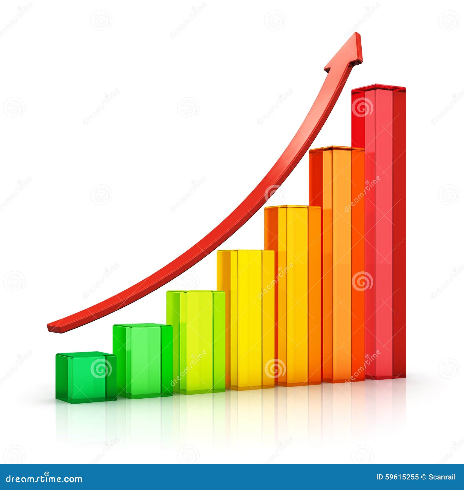Growing Bar Chart with Arrow Stock Illustration - Illustration of ...