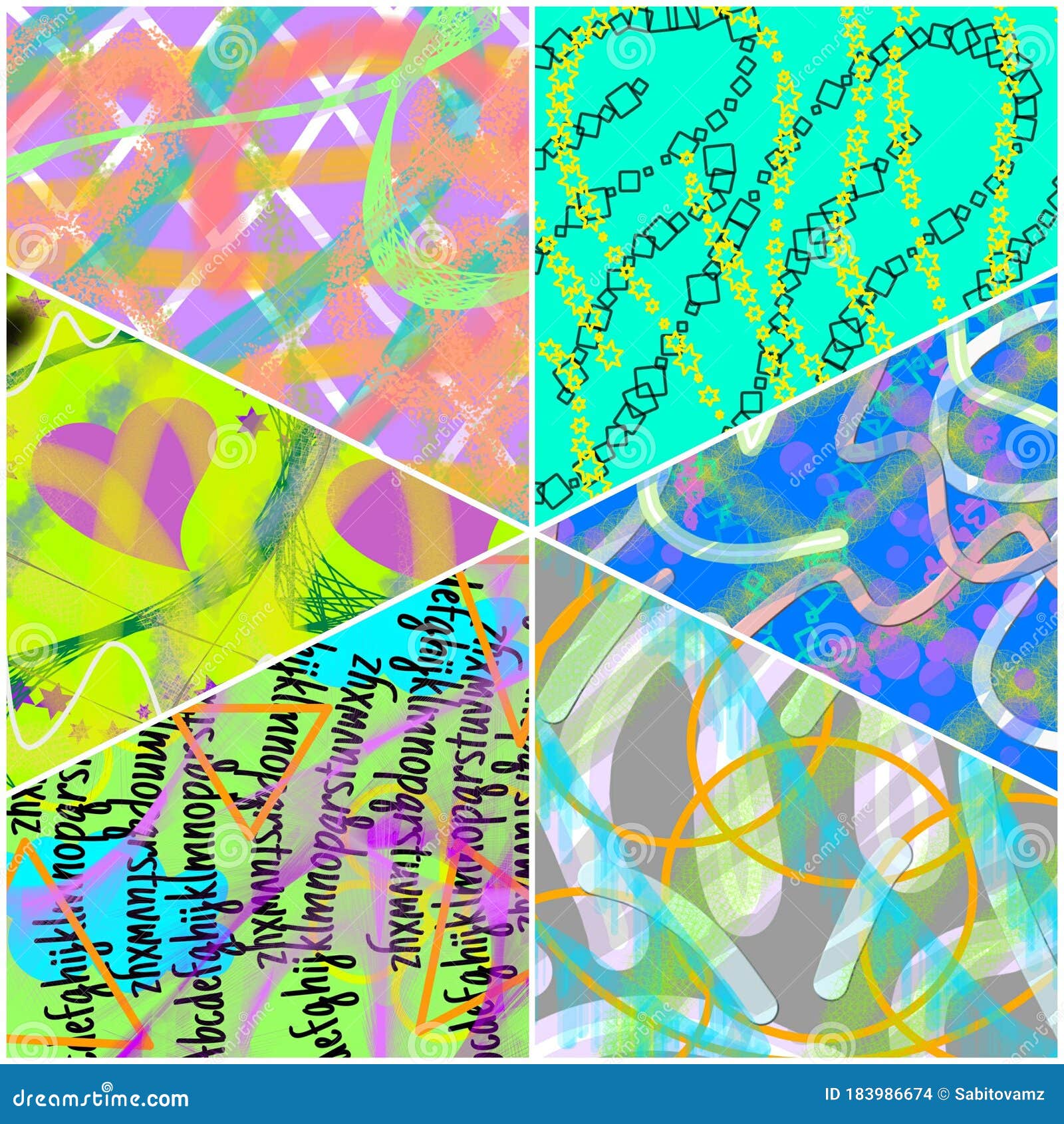 Creative Abstract Collage Mosaic, Bright Colorful Background Stock ...