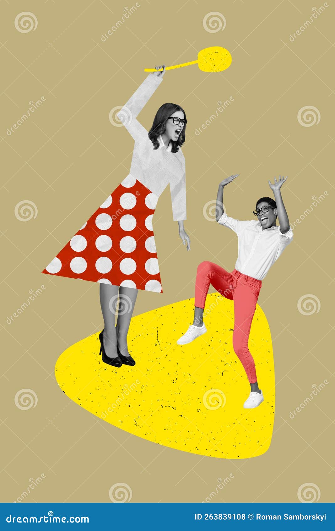 Creative Abstract Collage Template Graphics Image of Angry Lady ...